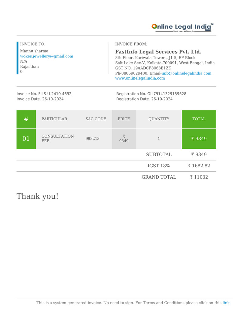 Invoice for Legal Consultation | PDF | Finance & Money Management