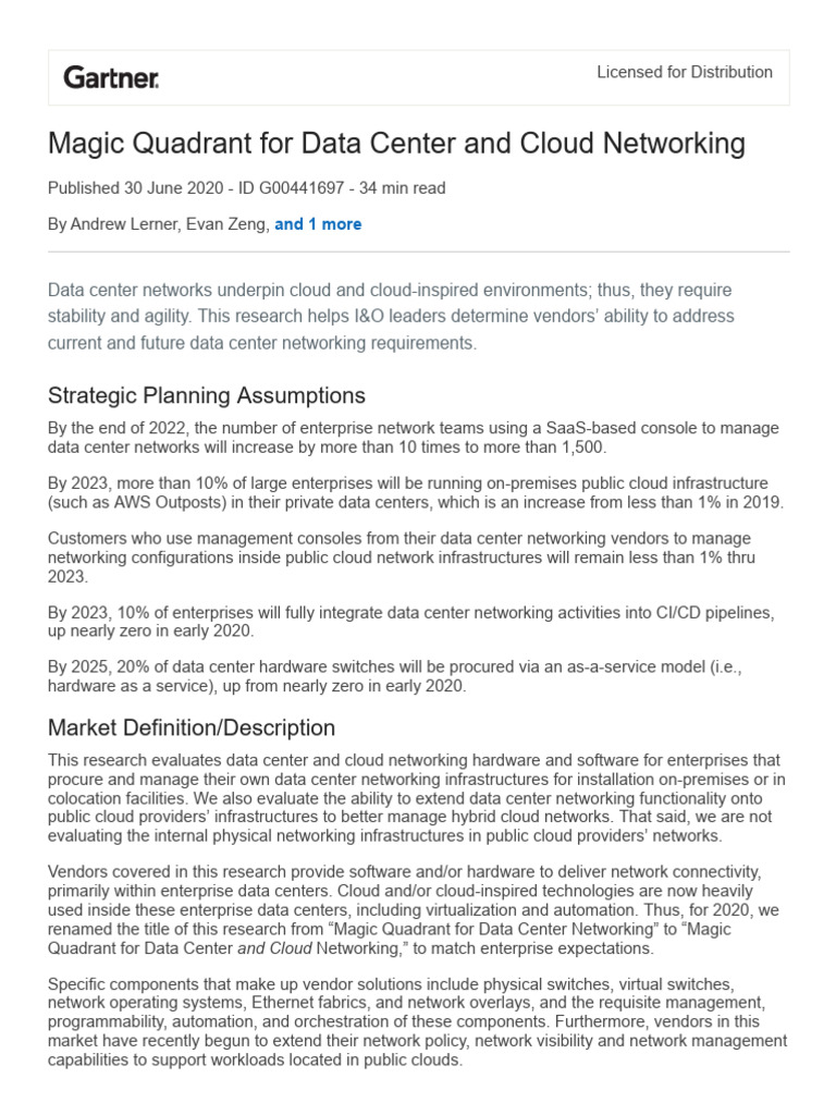 Gartner DC MQ 2020 | PDF | Cloud Computing | Marketing