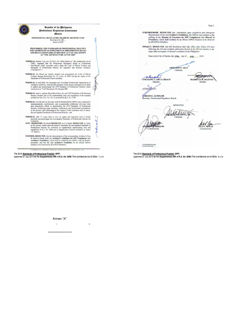 Standards of Professional Practice (SPP) | PDF | Architect | Specification (Technical Standard)