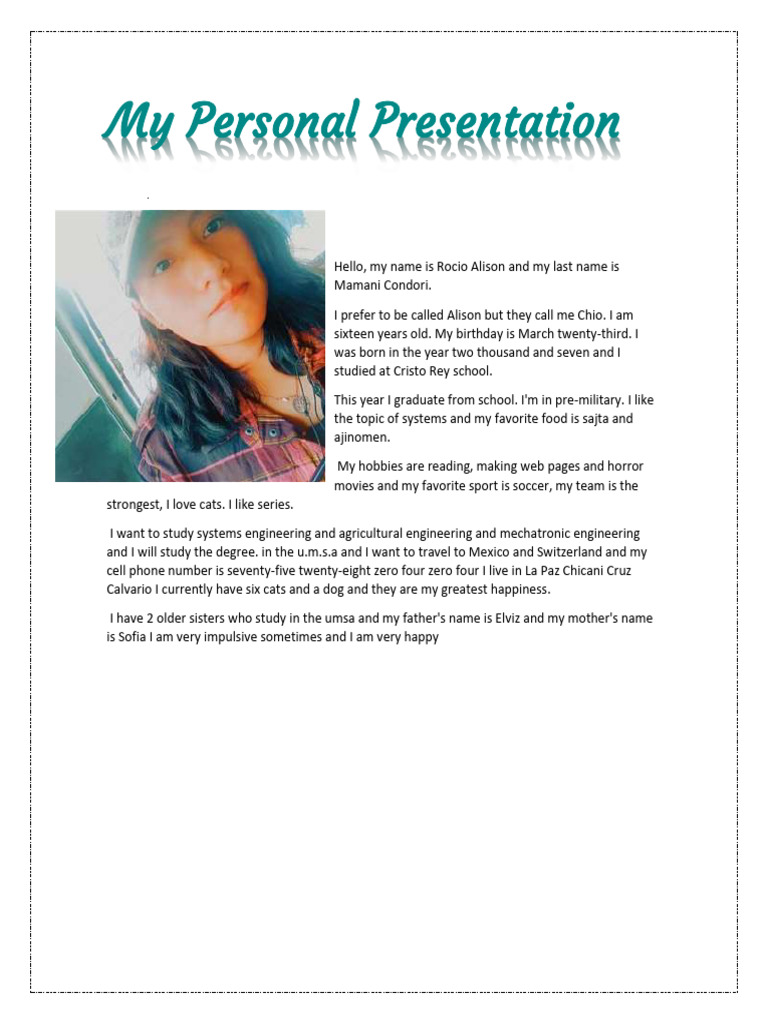 My Personal Presentation2 | PDF | Social Science | Wellness