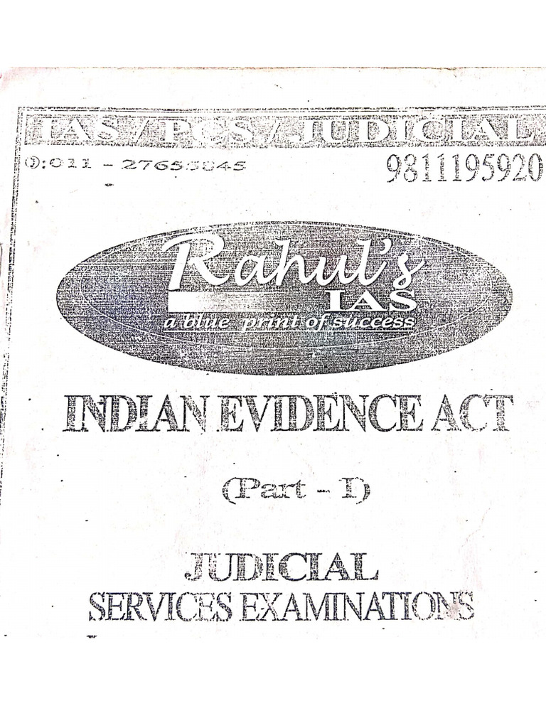 Evidence Act - 1 (Rahuls) | PDF