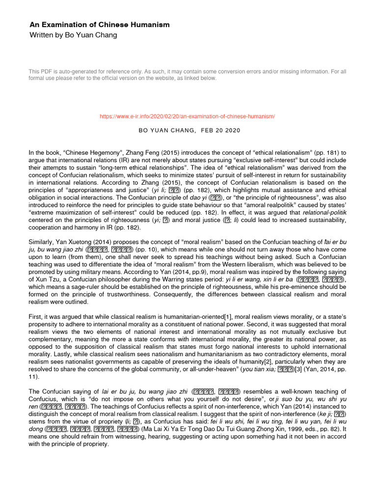 Exploring Chinese Humanism | PDF | Confucianism