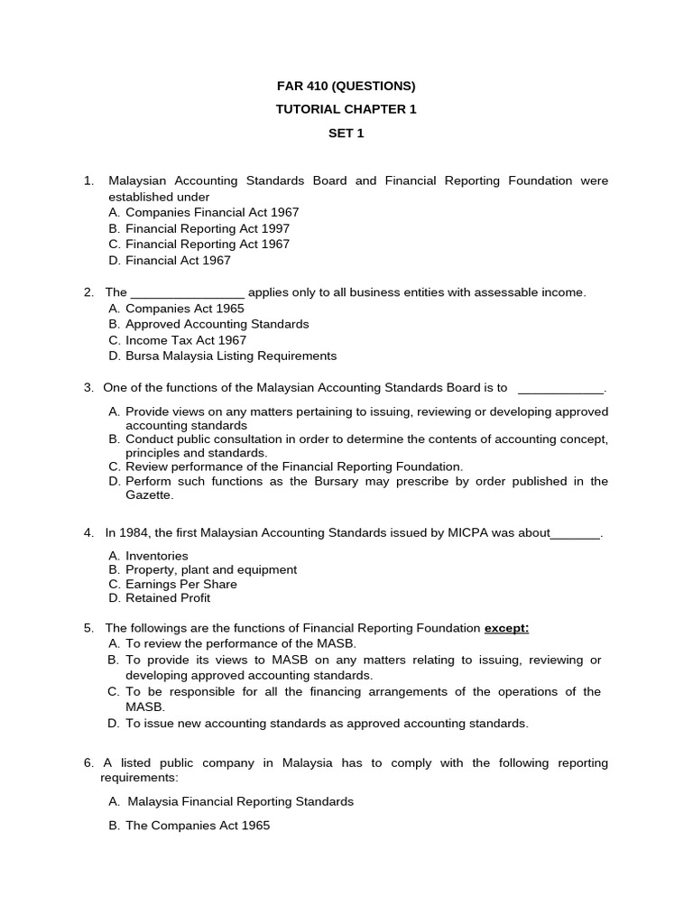 TUTORIAL CHAPTER 1 QUESTION | PDF | Financial Statement | Accounting