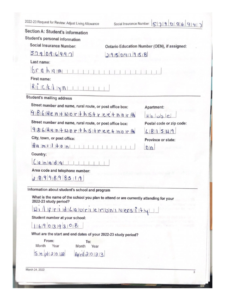 2022-23 Request For Review Adjust Living Allowance | PDF