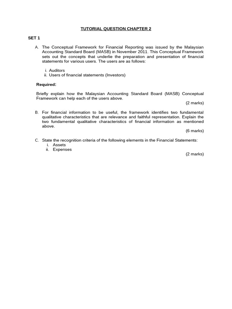 TUTORIAL CHAPTER 2 QUESTION | PDF | Financial Statement | Financial Accounting