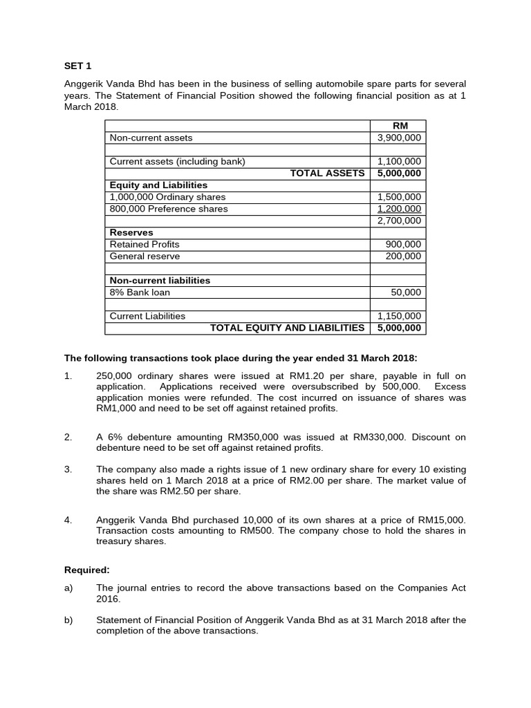 Tutorial Chapter 3 Question | PDF | Equity (Finance) | Balance Sheet