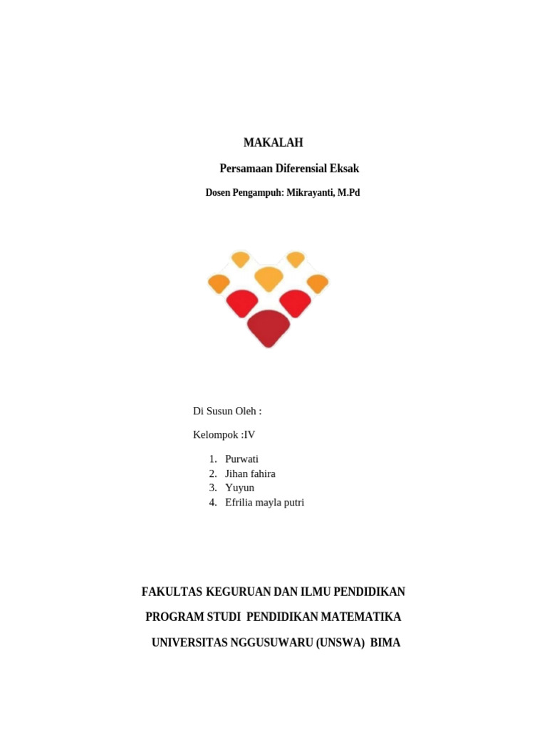 Penyelesaian Persamaan Diferensial Eksak | PDF