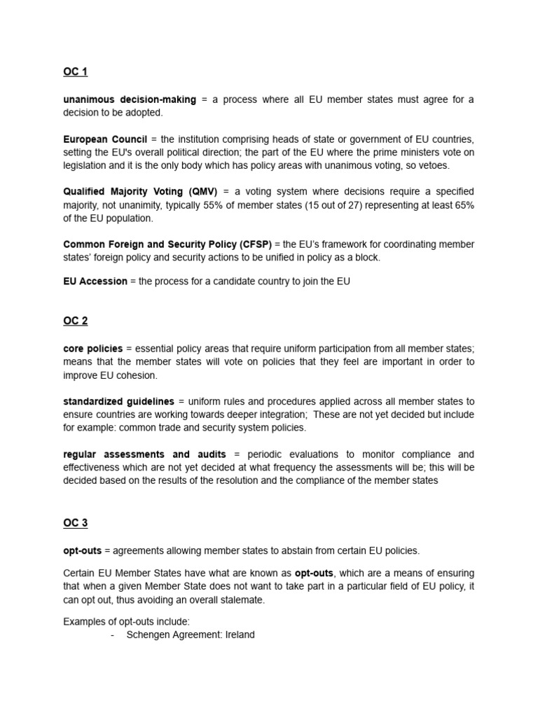 Definitions & Explanations For The Resolution | PDF | European Union ...