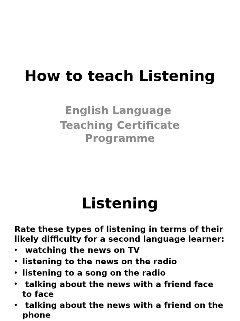 How To Teach Listening 2 | PDF | Human Communication | Learning