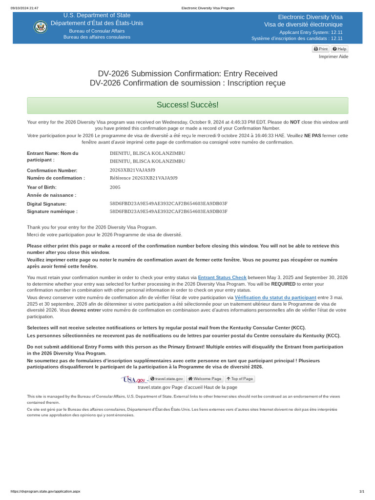 Electronic Diversity Visa Program | PDF