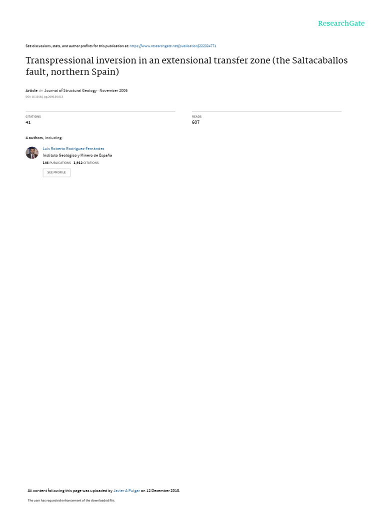 Transpressional Inversion in An Extensional Transf | PDF | Fault ...
