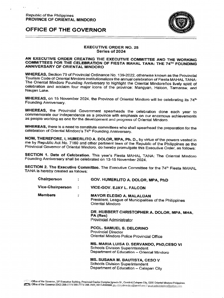 Executive Order No.25 Series of 2024 | PDF