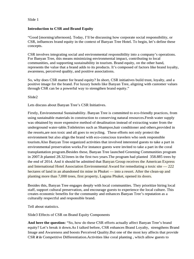 CSR's Impact on Banyan Tree's Brand Equity | PDF | Corporate Social ...