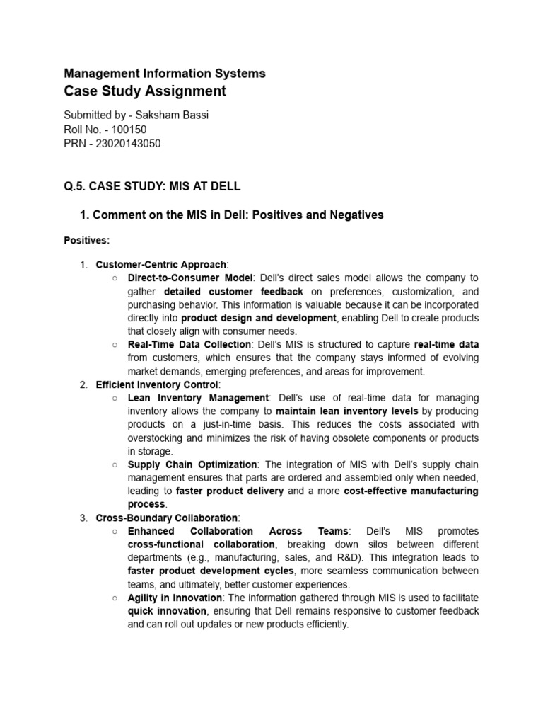 Case Study Management Information Systems - 100150 | PDF | Retail | Customer Relationship Management