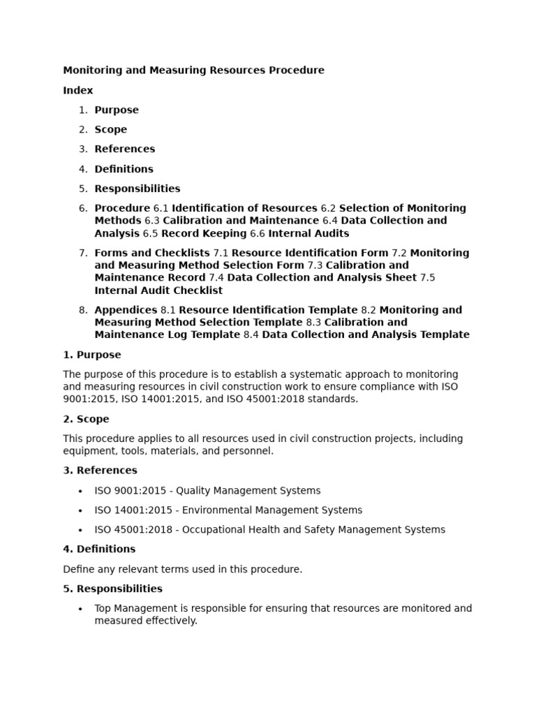 Monitoring and Measuring Resources Procedure | PDF | Audit | Internal Audit