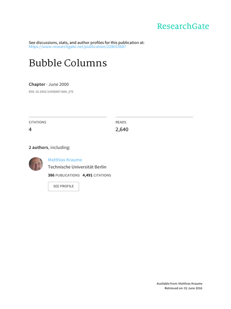 Bubble Columns | PDF | Liquids | Chemistry