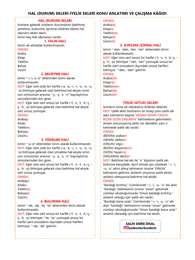 Sınıf İsim Çekim Ekleri (Salih Emre ÖNAL) | PDF