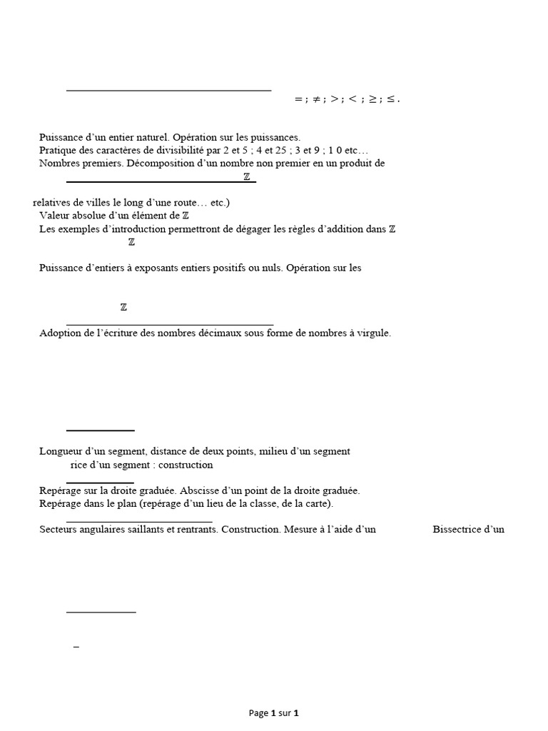 Programme de Mathématiques 7e Année | PDF | Mathématiques ...