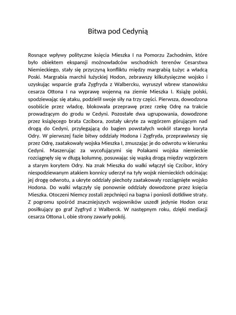 Bitwa Pod Cedynią | PDF