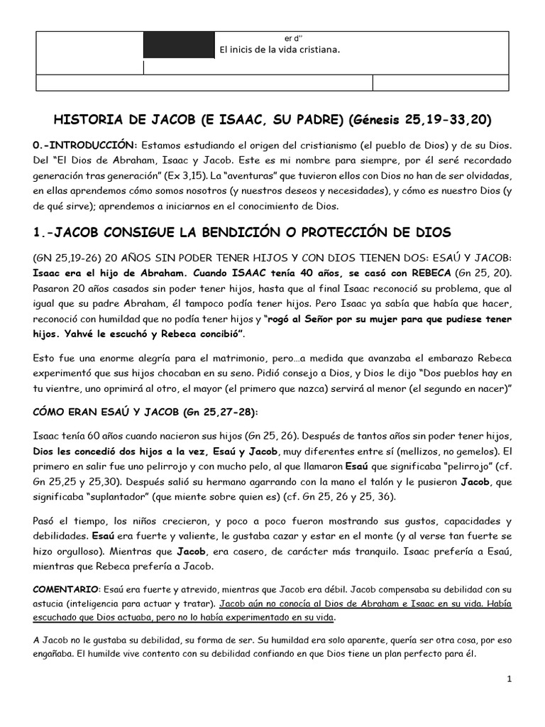 Historia de Jacob Comentada 9 | PDF | Jacob | Rachel