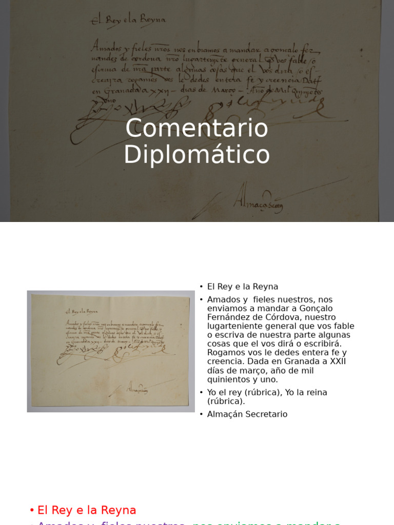 Comentario Diplomático - Carta - Misiva | PDF | Clásicos