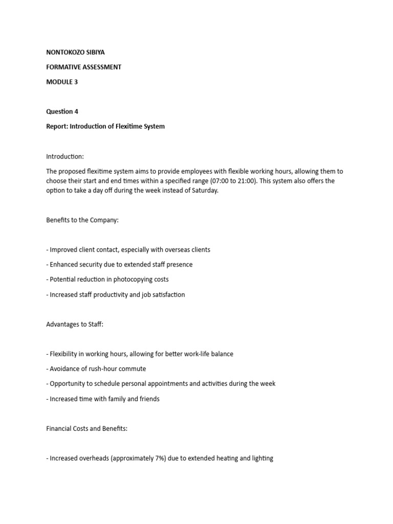 Flexitime System Proposal | PDF | Business