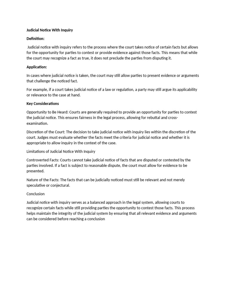 Judicial Notice With Inquiry | PDF