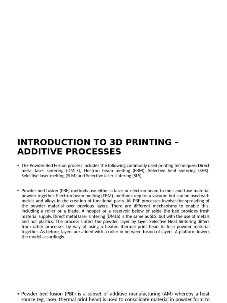 Overview of Powder Bed Fusion 3D Printing | PDF | 3 D Printing | Materials