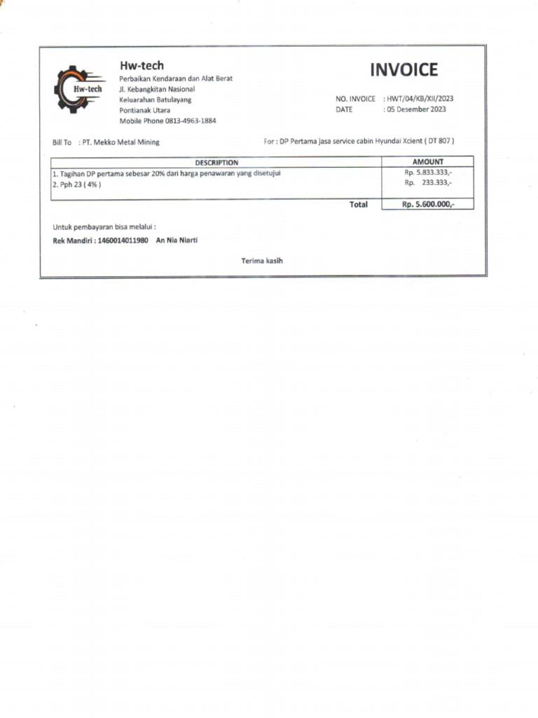 Contoh Invoice Tagihan | PDF
