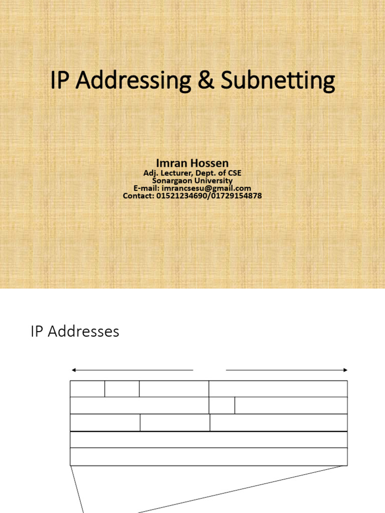CSE331 L2 - IP Addressing - Network - Layer | PDF | Ip Address | Internet Protocols