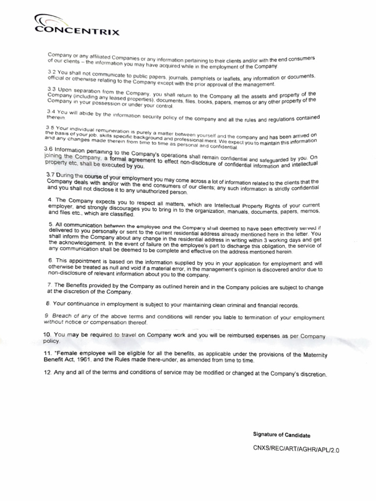 Concentrix Offer Letter Page 4 | PDF | Employment | Justice
