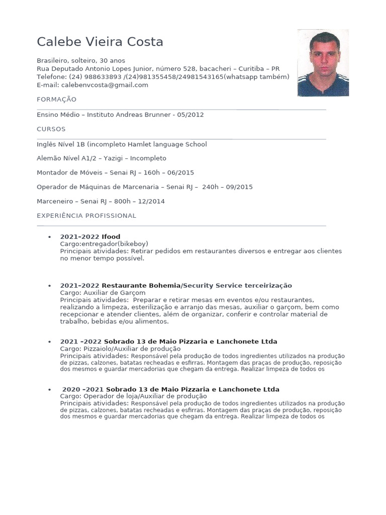 Currículo de Calebe Vieira Costa | PDF | Carreira e Crescimento