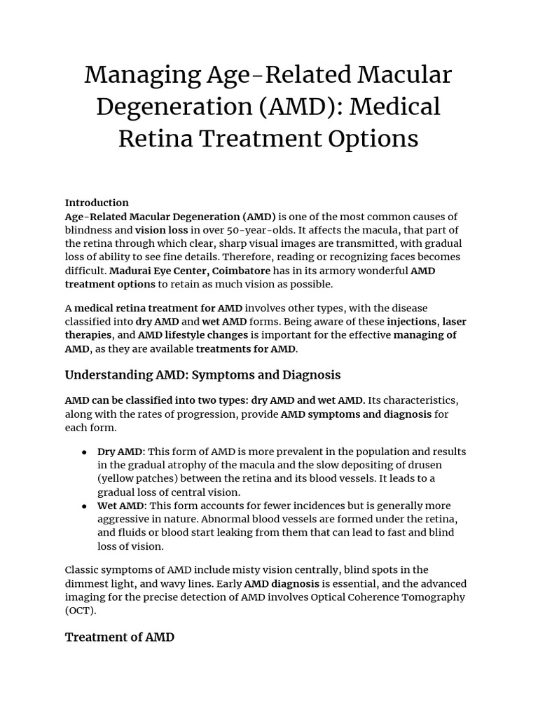 AMD Treatment Options and Management | PDF | Ophthalmology | Causes Of ...