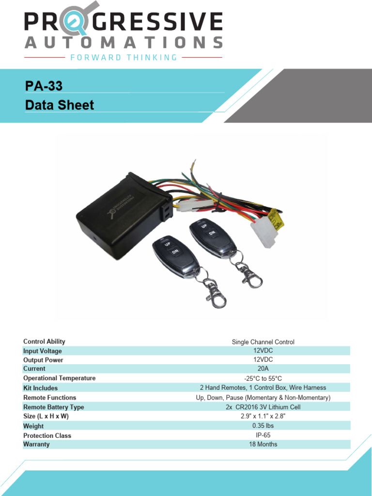 PA-33 datasheet | PDF | Actuator | Power Supply