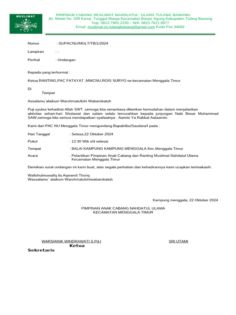 Surat Undangan NU | PDF