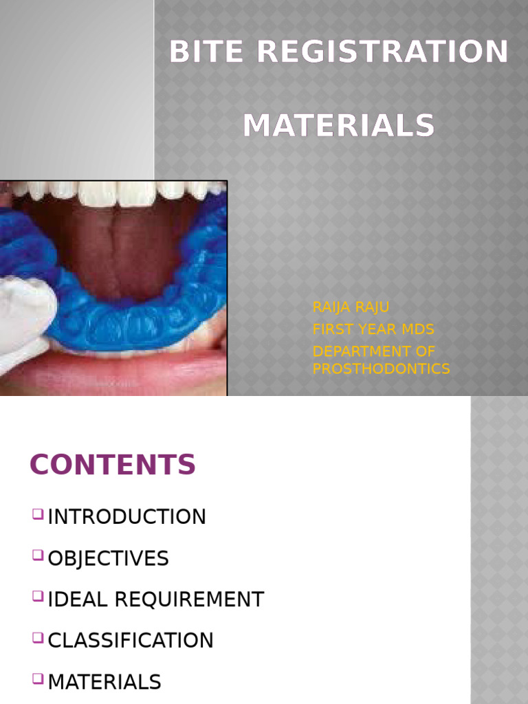 Bite Registration Materials | PDF | Dentistry Branches
