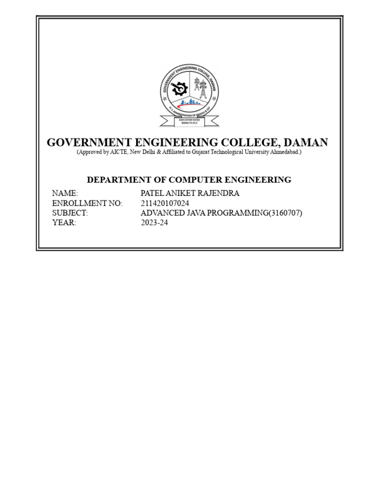 Government Engineering College, Daman: Department of Computer Engineering | PDF