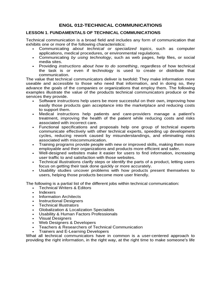 Technical Communications2 | PDF | Technical Communication | Communication