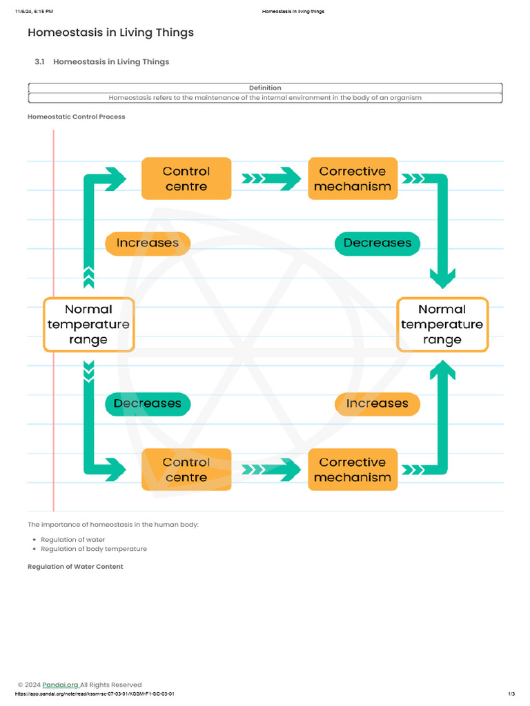 Homeostasis in Living Organisms | PDF | Thermoregulation | Homeostasis