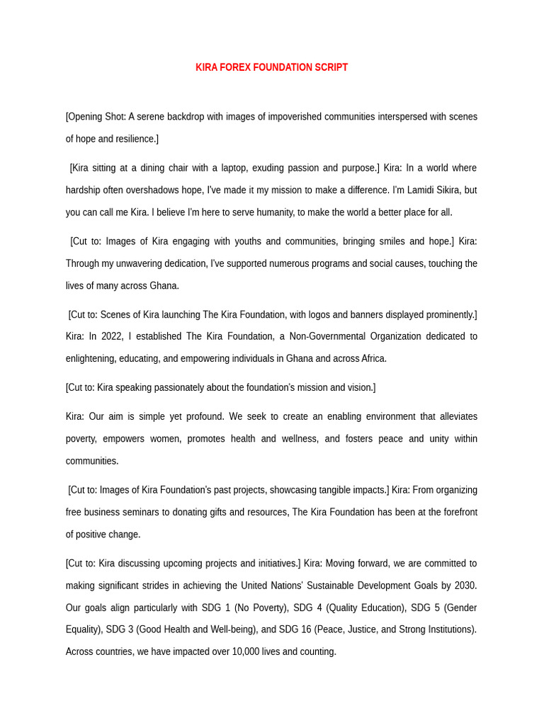 Updated Kira Foundation Script | PDF | Economic Development