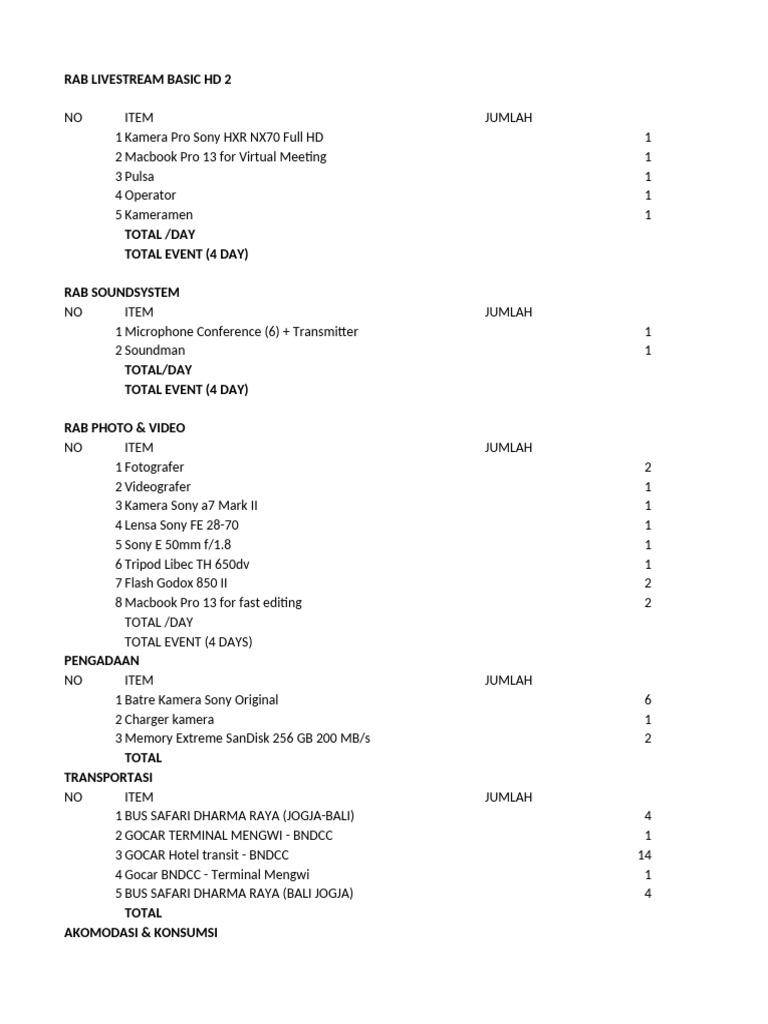 Livestream Event Budget Breakdown | PDF | Apple Inc. | Computer Hardware