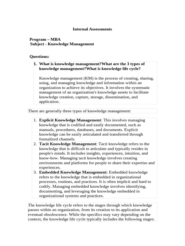 Subjective Knowlege Management | PDF | Knowledge Management | Learning