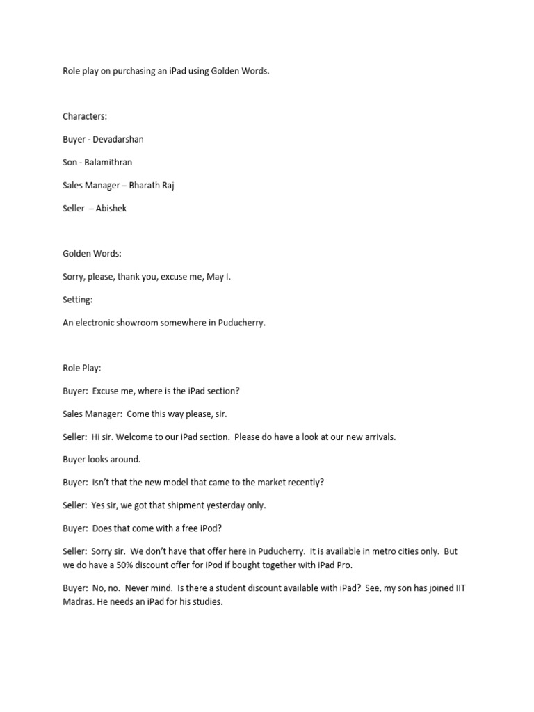 Bharath RolePlay Script | PDF