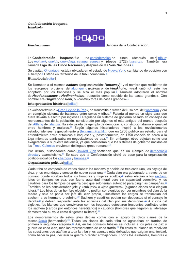 Confederación Iroquesa: Estructura y Cultura | PDF | Iroqueses | Oklahoma