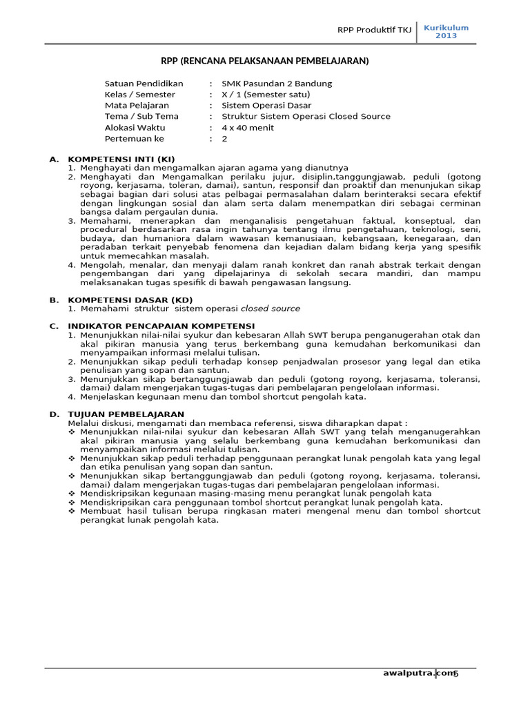 RPP-Sistem Operasi-P3 | PDF