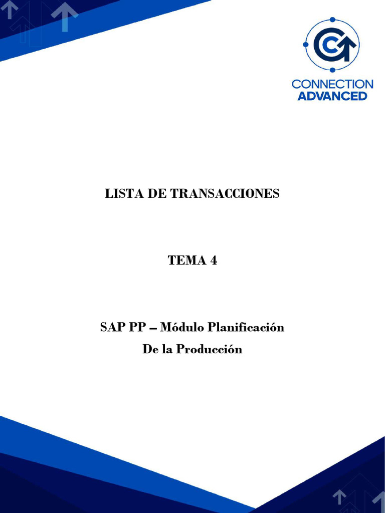 Lista de Transacciones - Tema 4 - Sap PP | PDF