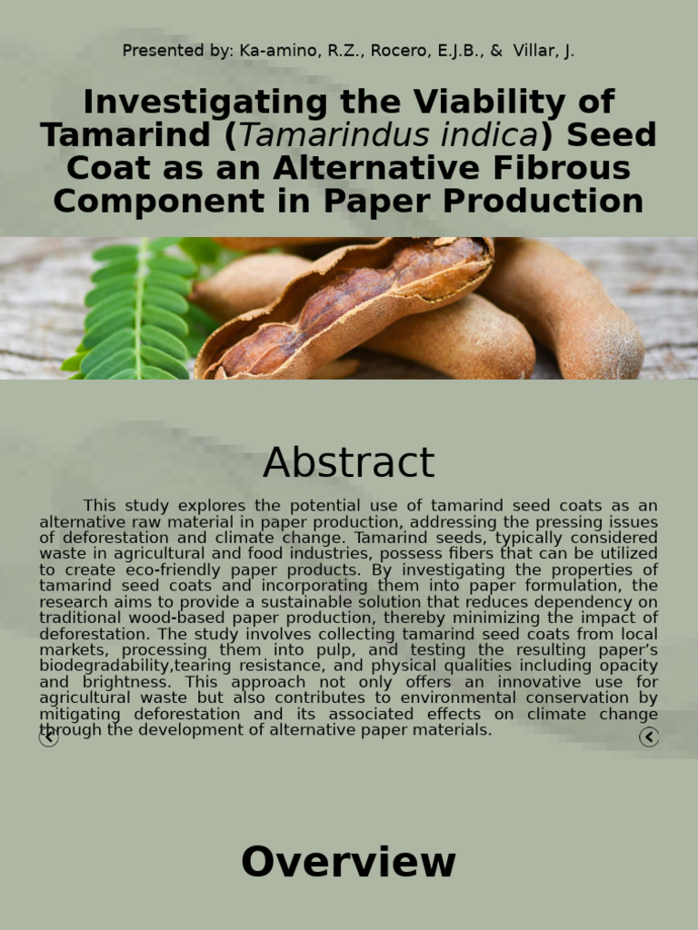Investigating The Viability of Tamarind Tamarindus Indica Seed Coat As ...