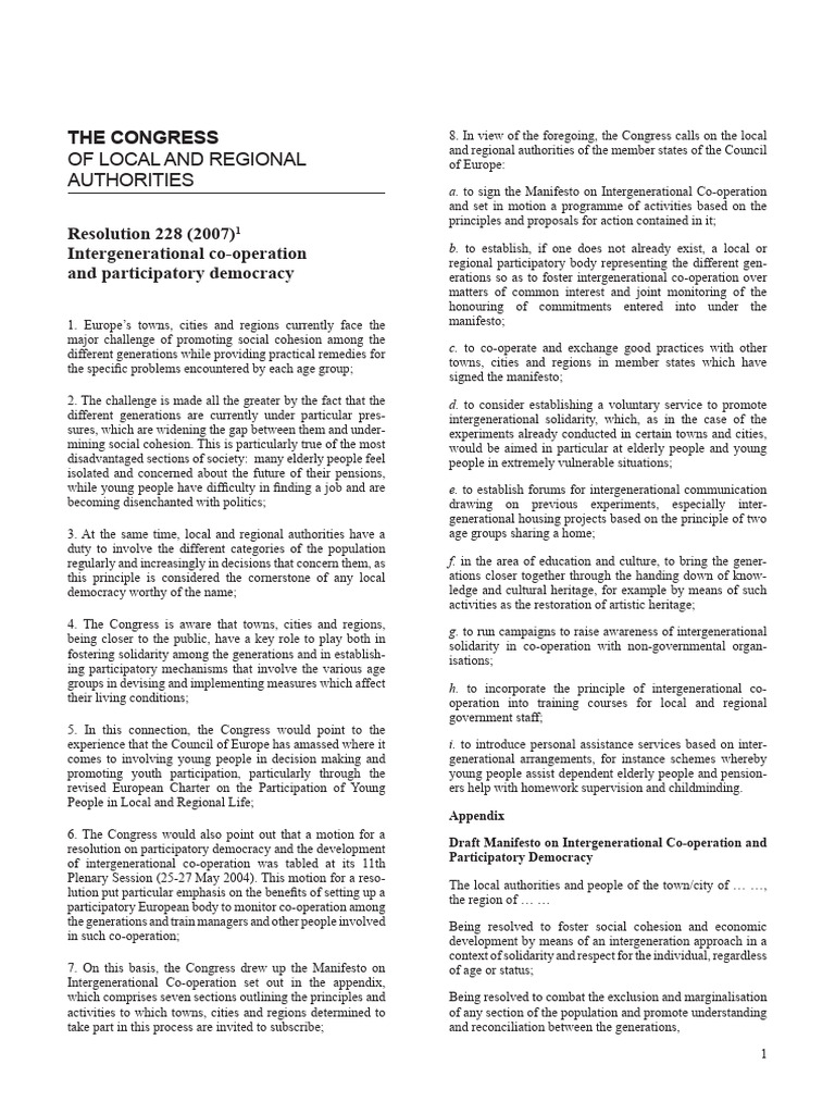 Intergenerational Cooperation in Democracy | PDF | Government ...