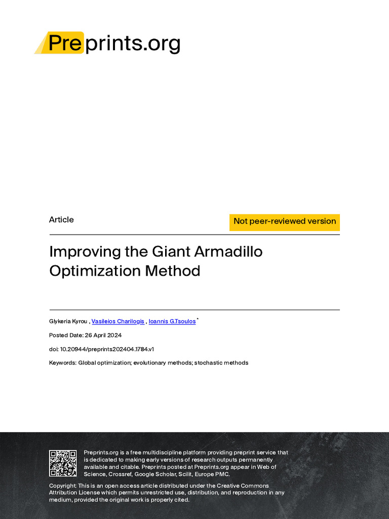Improving The Giant Armadillo Optimization Method | PDF | Mathematical ...