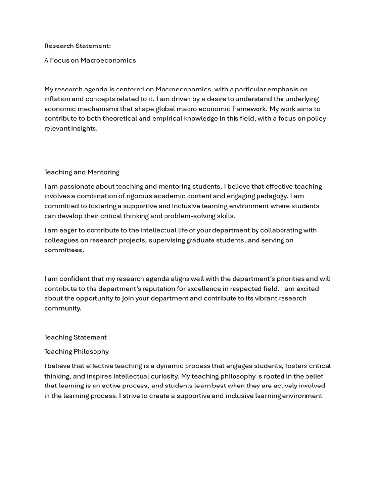 Research and Teaching Statement | PDF | Learning | Critical Thinking
